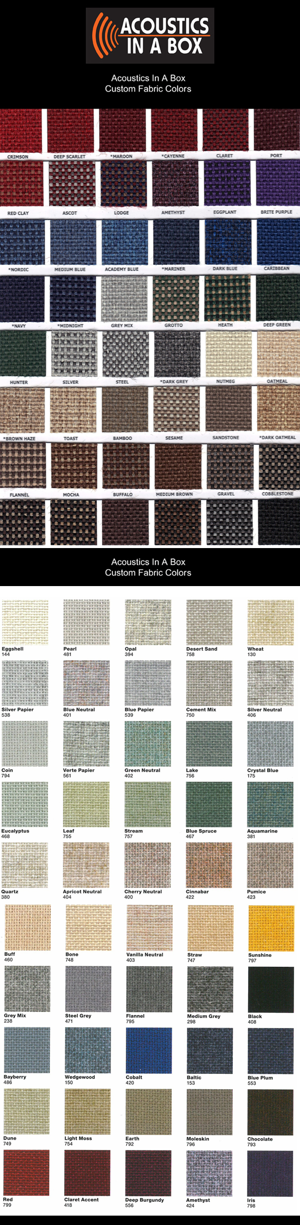 Custom Fabric Color Swatch - It's Free! : Acoustics In A Box, The Art ...